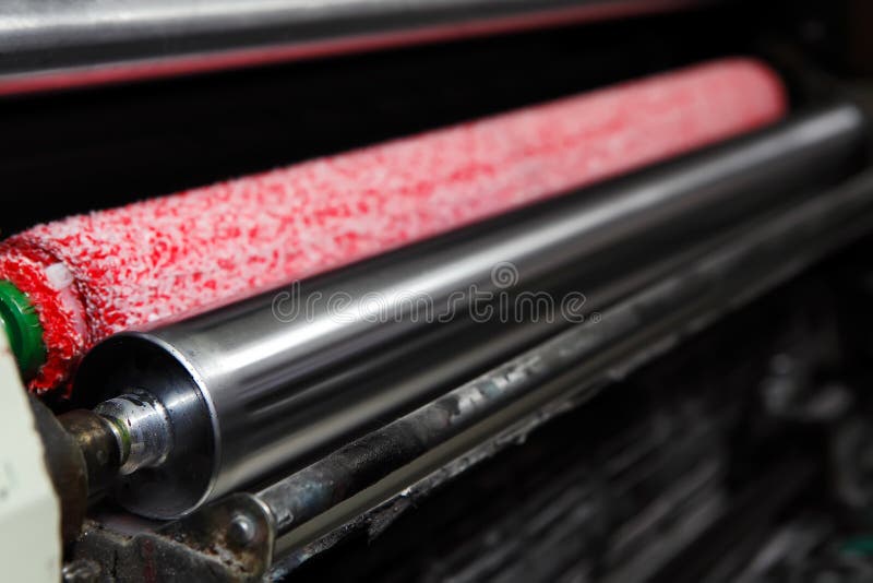 Ink Rollers on Offset Printing Machine Stock Image - Image of print ...