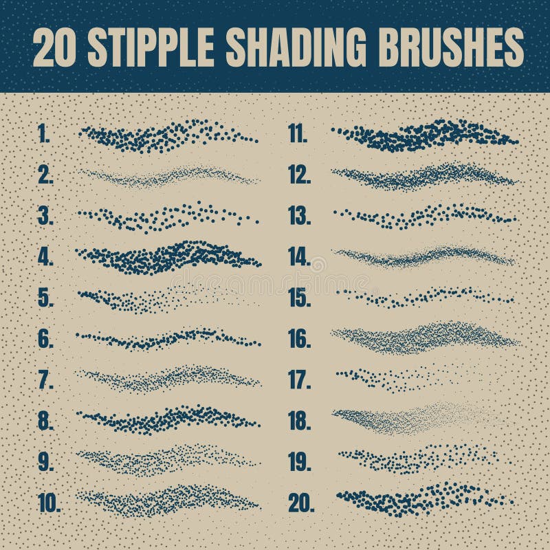 Ink Scatter Brush, Stipple Drawing and Texturing. Fading Gradient Stock ...