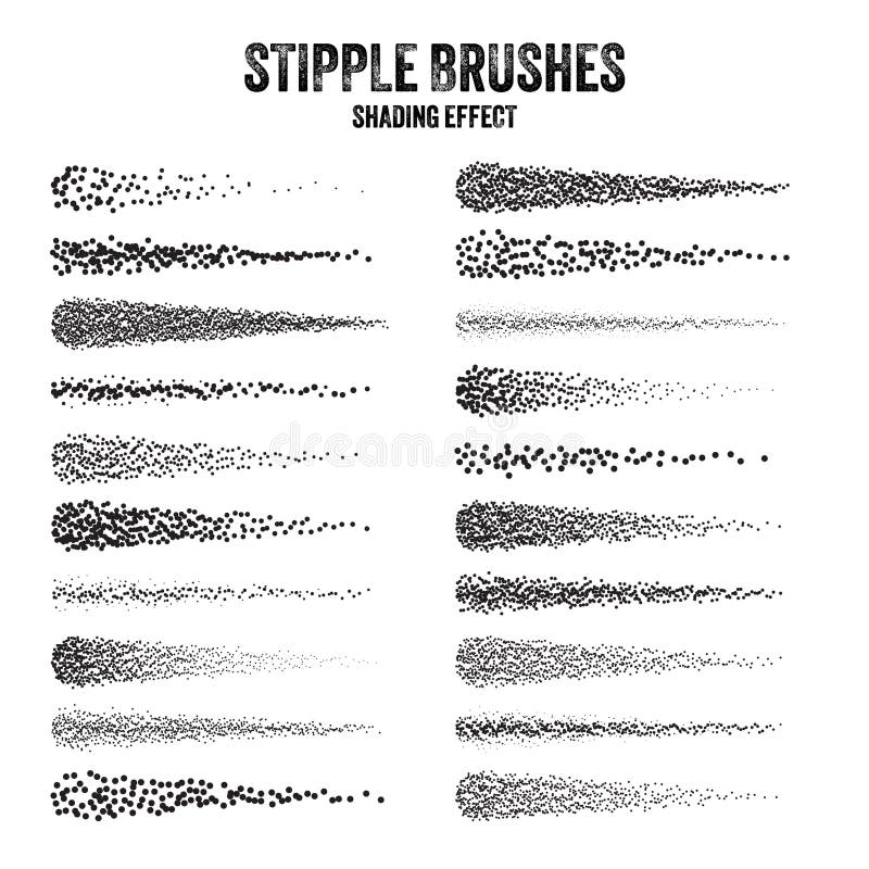 Ink Scatter Brush, Stipple Drawing and Texturing. Fading Gradient Stock ...