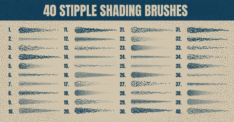 Ink Scatter Brush, Stipple Drawing and Texturing. Fading Gradient Stock ...