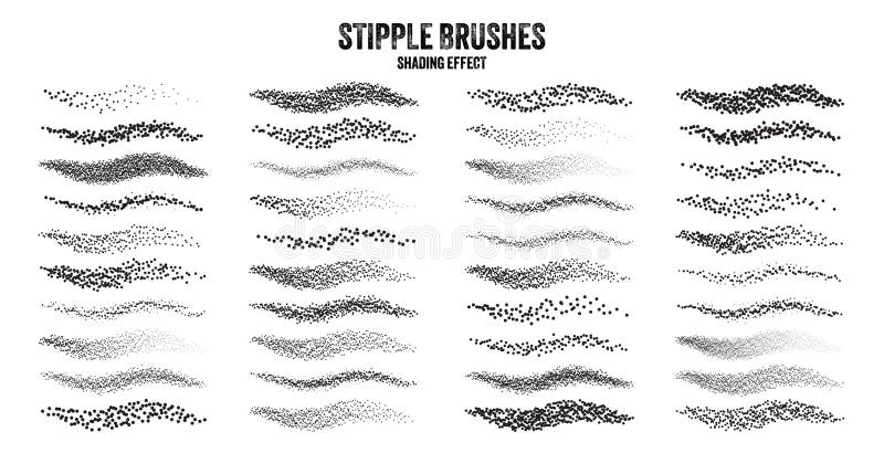 Ink Scatter Brush, Stipple Drawing and Texturing. Fading Gradient Stock ...