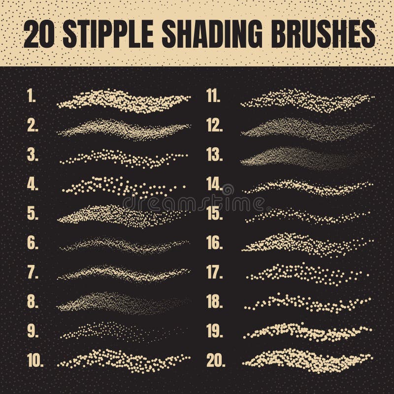 Ink Scatter Brush, Stipple Drawing and Texturing. Fading Gradient Stock ...