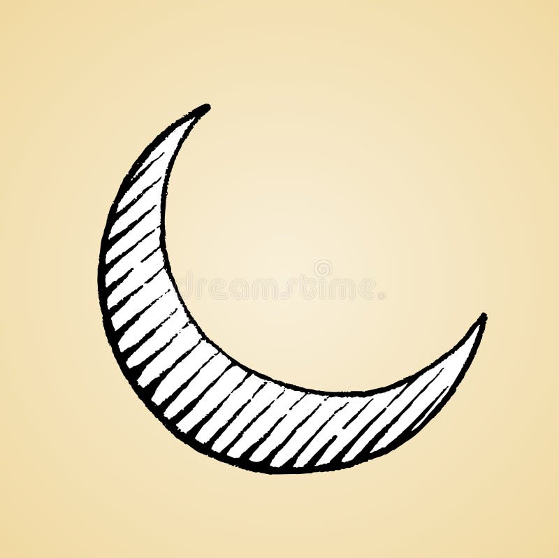 Ink Sketch of Moon with White Fill Stock Vector - Illustration of ...