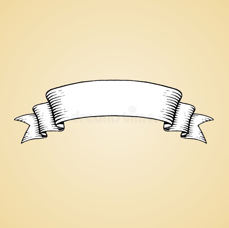 Ink Sketch of an Old Banner with White Fill Stock Vector - Illustration ...