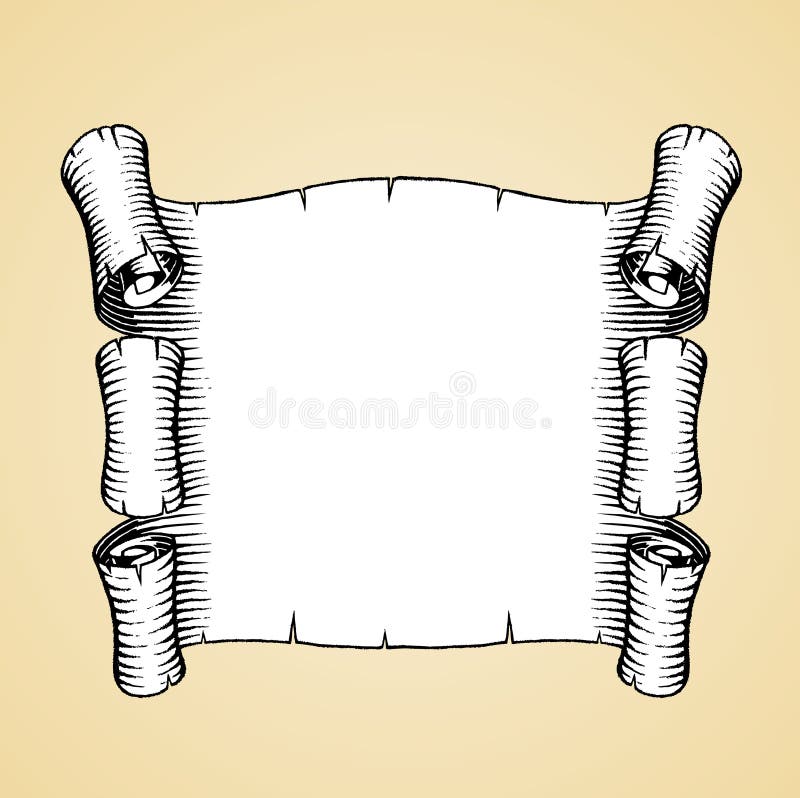 Ink Sketch of an Old Banner with White Fill Stock Vector - Illustration ...
