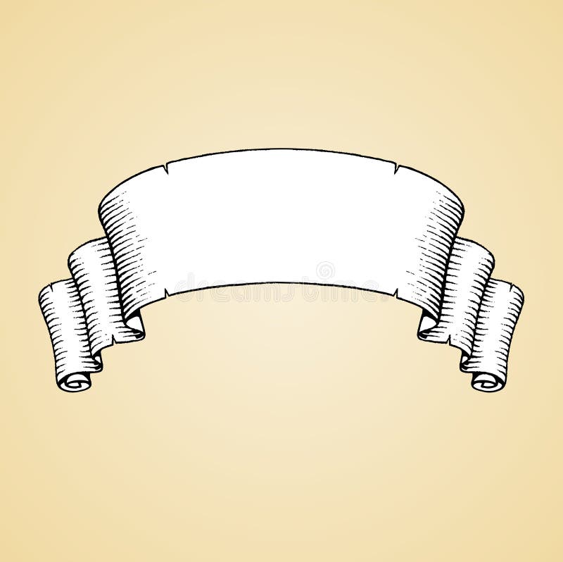 Ink Sketch of an Old Banner with Beige Fill Stock Vector - Illustration ...