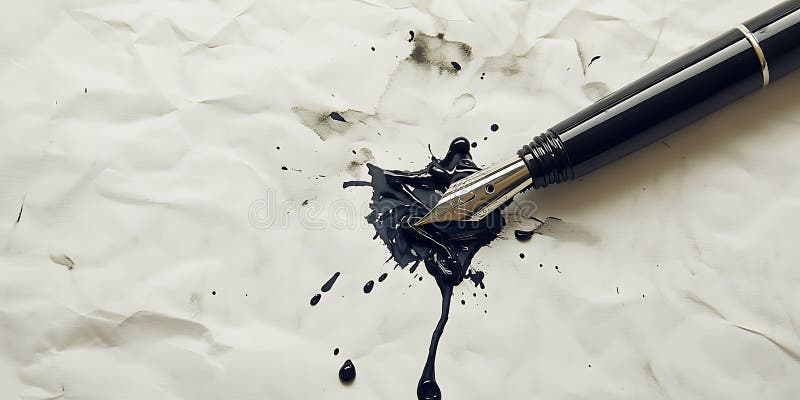 Ink Spill Fountain Pen and Ink Blot on Paper Stock Illustration ...