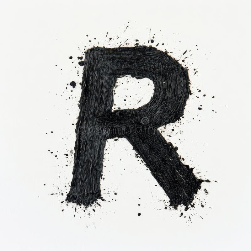 Ink Splash Abstract Letter R on White Background Stock Photo - Image of ...