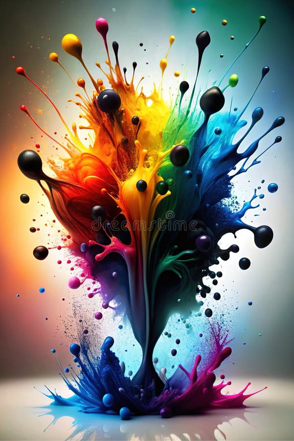 Ink Splash Background with Abstract Black Ink Drops Stock Illustration ...