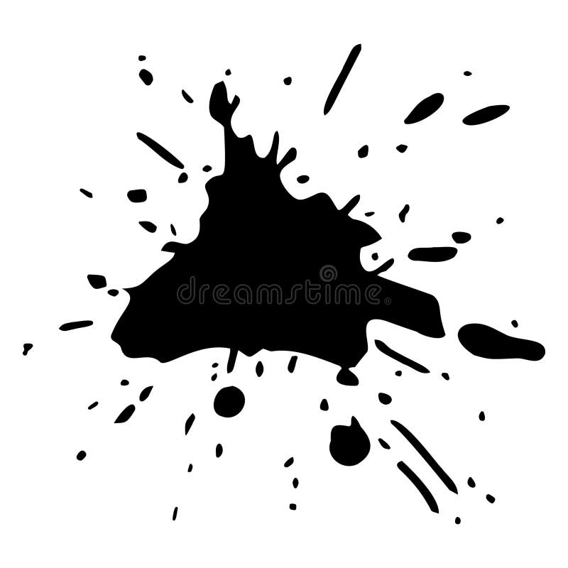 Ink Splash with Dynamic Splatter, Grunge Abstract Paint Drop with ...