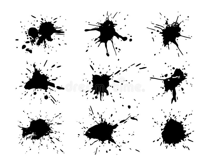 Ink Splash with Dynamic Splatter, Grunge Abstract Paint Drop with ...