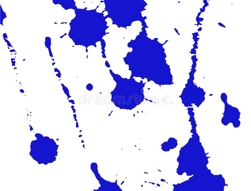 Ink Splash, Stains and Strokes. Paint Splatter. Blue Blots on White ...