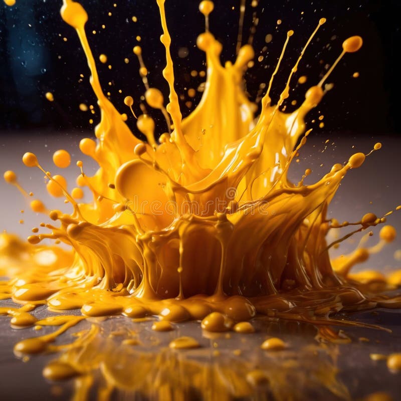 Ink Splash Yellow Dynamic Liquid Color Burst Explosion Stock ...