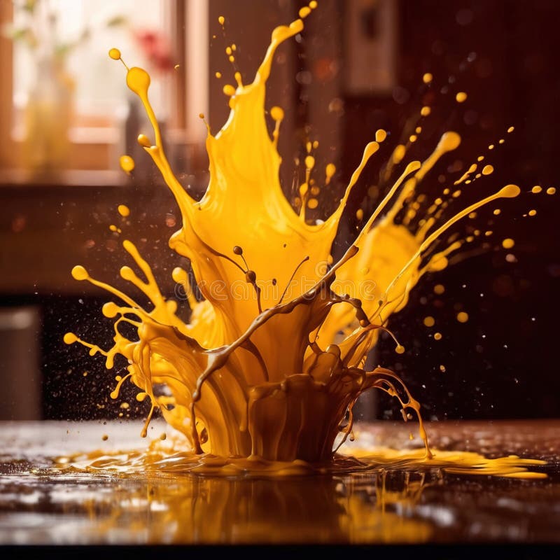 Ink Splash Yellow Dynamic Liquid Color Burst Explosion Stock ...