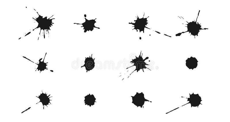 Ink Splashes and Drops. Set of Vector Handdrawn Blobs, Blots and ...