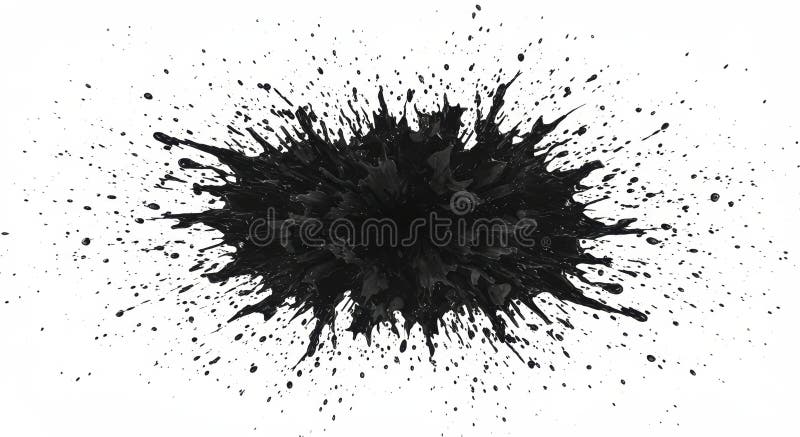 Ink Splatter Bursting Out in Black on White Background Stock ...