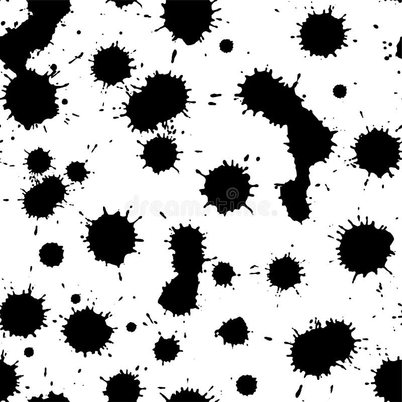 Ink Splatter Print Seamless Background Pattern. Black and White Stock ...