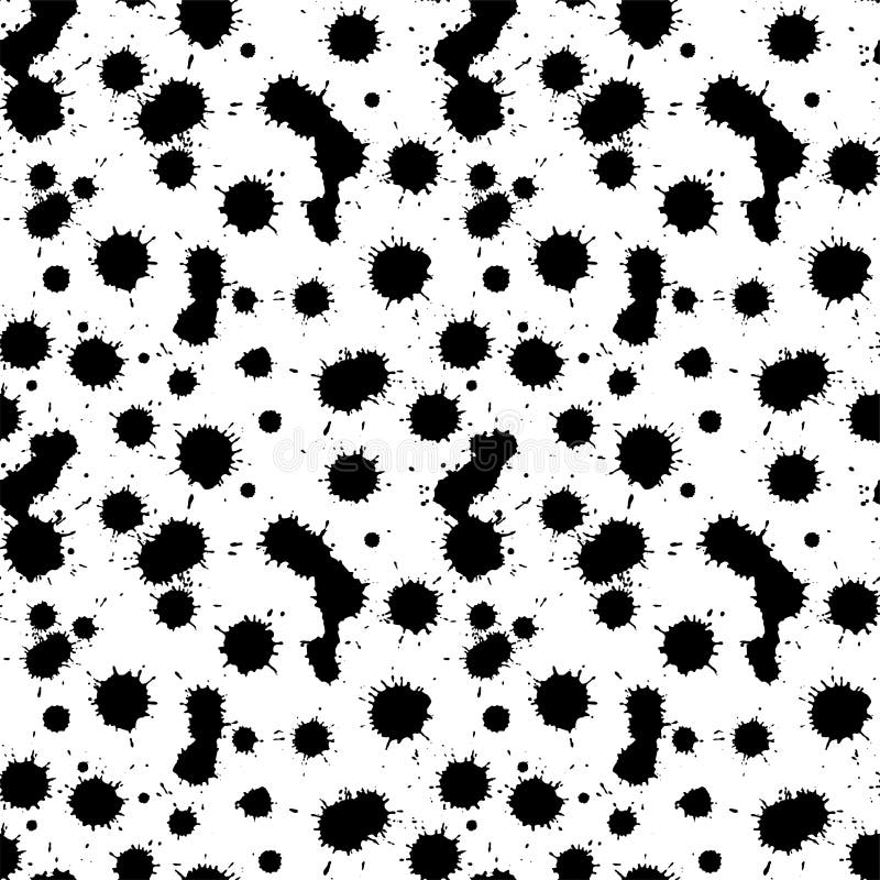 Ink Splatter Print Seamless Background Pattern. Black and White Stock ...
