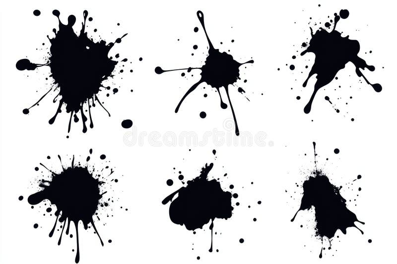 Ink Splatters on a Clean White Surface Stock Image - Image of artistic ...