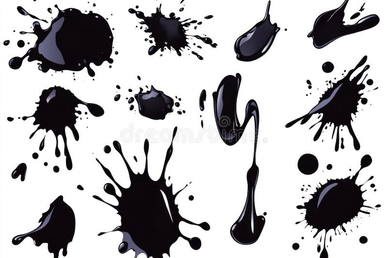 Ink Splatters Create Unique Design on White Surface Stock Image - Image ...
