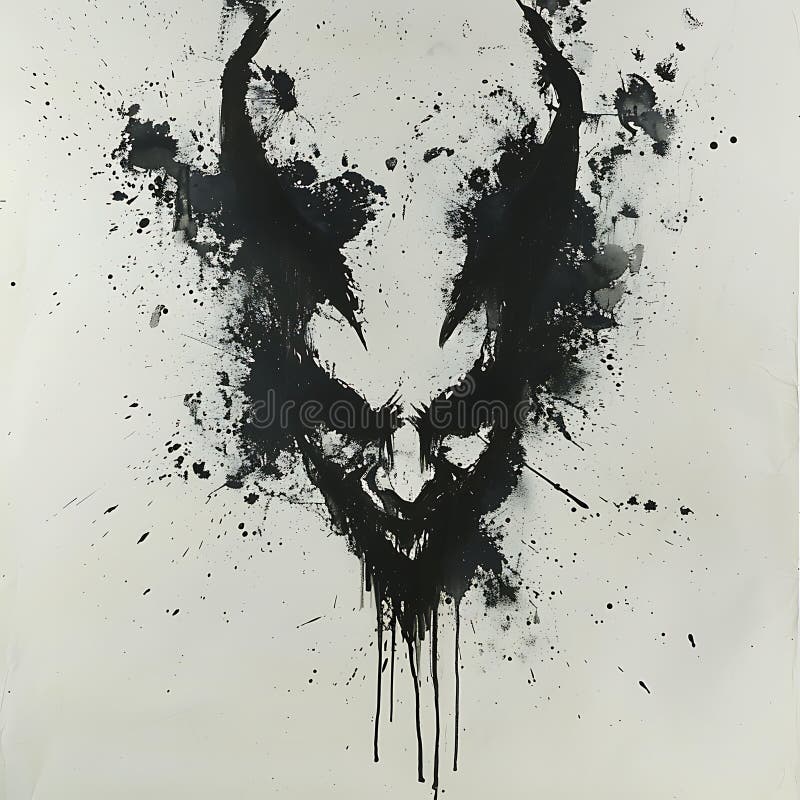 An Ink Stain on Paper Blurs into the Shape of the Face of a Predatory ...