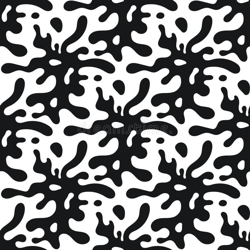 Ink Stain Seamless Pattern. Splashing Pattern. Black and White Abstract ...