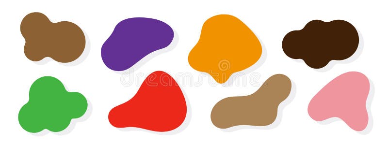 Ink Stain. Set of Basic, Simple, Rounded Random Blot Patterns. Color in ...
