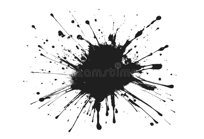 Ink Stain with Splash. Grunge Paint Texture. Vector Graphic Design ...