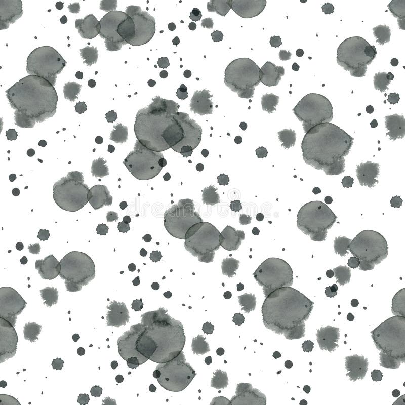 Ink Stains, Watercolor Translucent Stains of Black and Gray. Watercolor ...