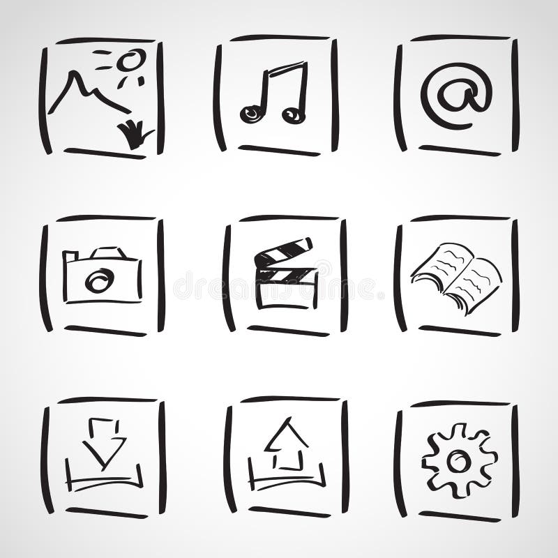 Ink Style Sketch Set - Web Icons Stock Vector - Illustration of graphic ...