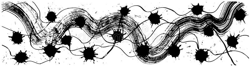 Ink Blots and Wave. Brush Stroke Illustrations. Stock Illustration ...