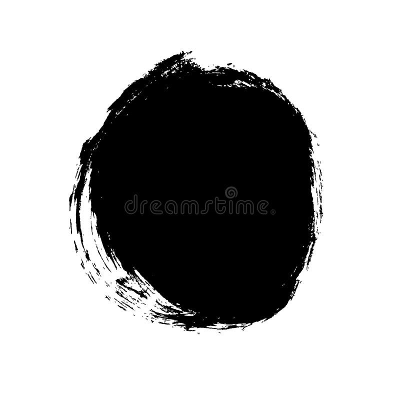 Ink Vector Dry Brush Stroke Round Banner. Vector Illustration. Grunge ...