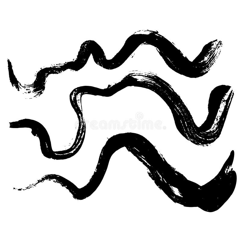 Ink Vector Dry Wave Brush Strokes Set. Vector Illustration. Grunge ...