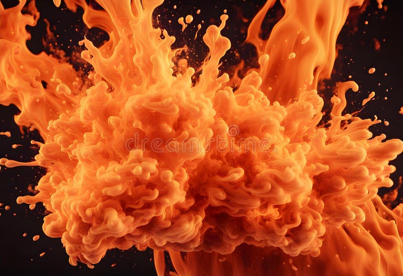 Ink Water Explosion Effect. Orange Fire Flames Stock Illustration ...