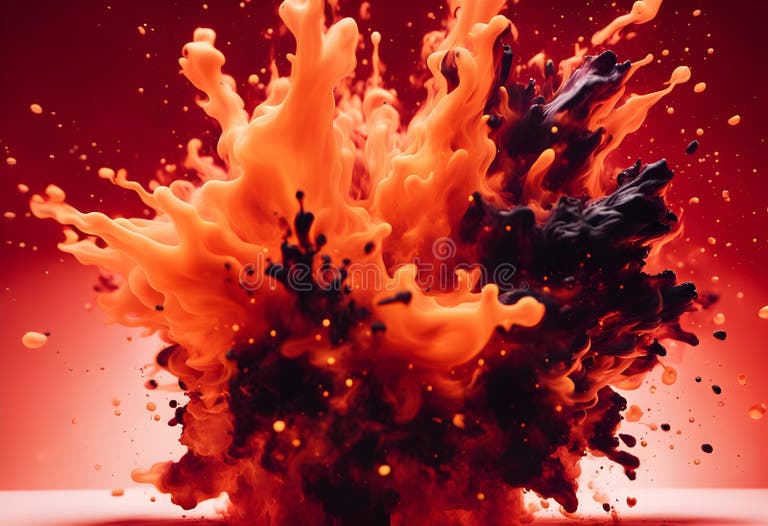 Ink Water Explosion Effect. Orange Fire Flames Stock Illustration ...