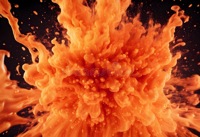 Ink Water Explosion Effect. Orange Fire Flames Stock Illustration ...