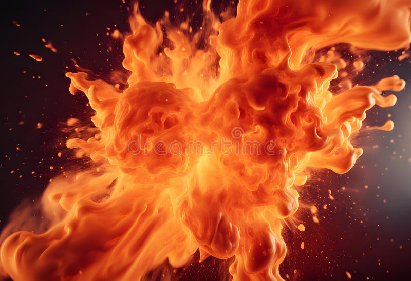 Ink Water Explosion Effect. Orange Fire Flames Stock Illustration ...