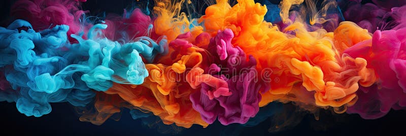 Ink in Water. Splash Paint Mixing. Multicolored Liquid Dye Stock ...
