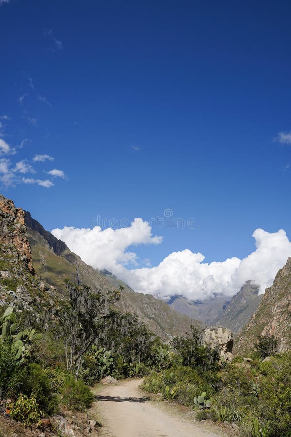 Path through the Andes, Inka Trail, Cusco, Peru Stock Image - Image of ...
