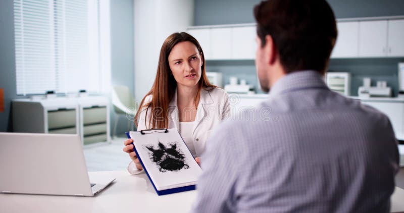 Inkblot Test: Patient Analyzing Rorschach Stock Image - Image of ...