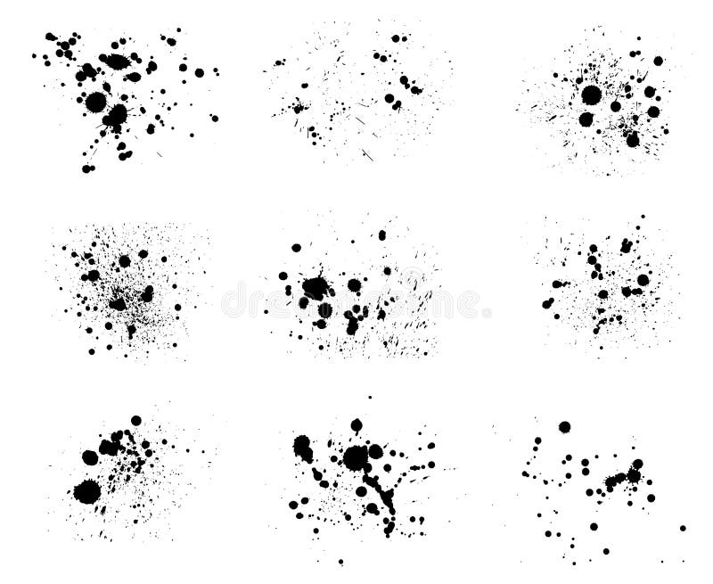 Ink Blots. Inked Splatter Drops Isolated On White Background, Vector ...
