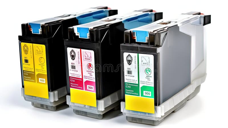 Inkjet CMYK Printer Cartridges Isolated on White Generative Ai Stock ...