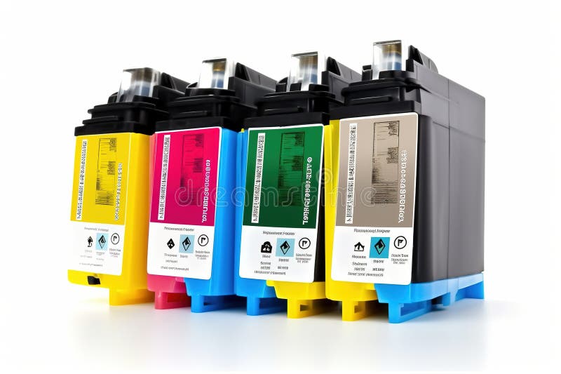 Inkjet CMYK Printer Cartridges Isolated on White Generative Ai Stock ...
