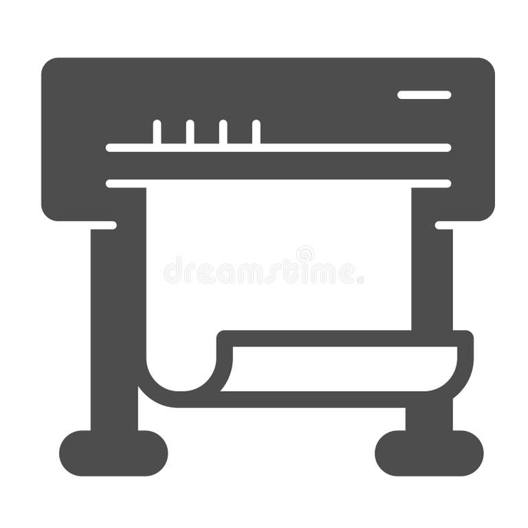 Inkjet Plotter with Paper Solid Icon, Architect Studio Concept. Vector ...
