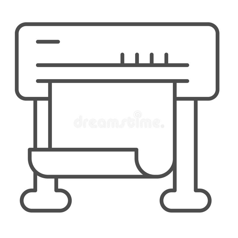 Inkjet Plotter with Paper Thin Line Icon, Architect Studio Concept ...
