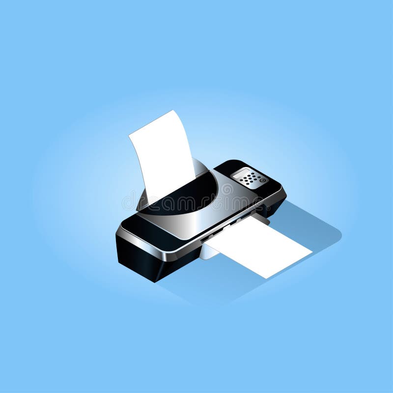Inkjet Printer of Black Color with a Falling Shadow Stock Illustration ...