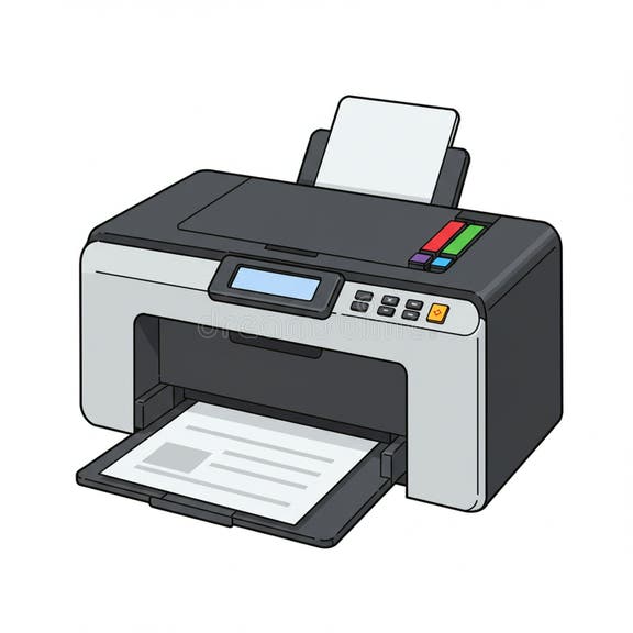 An Inkjet Printer is Illustrated with a Rectangular Design. it Features ...