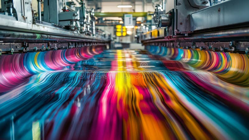 Inkjet Printer at Work in a Modern Facility, Printing CMYK at High ...