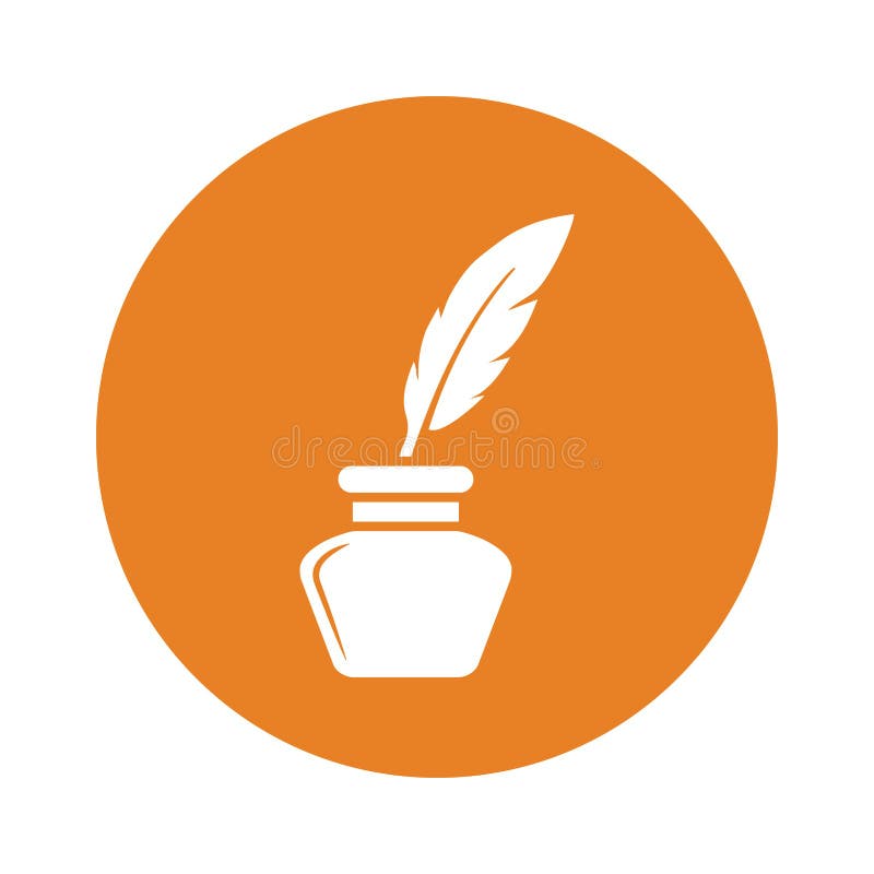 Inkpot, Ink Icon. Orange Color Design Stock Vector - Illustration of ...
