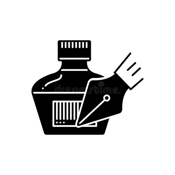 Black Solid Icon for Inkpot, Pen and Museum Stock Vector - Illustration ...